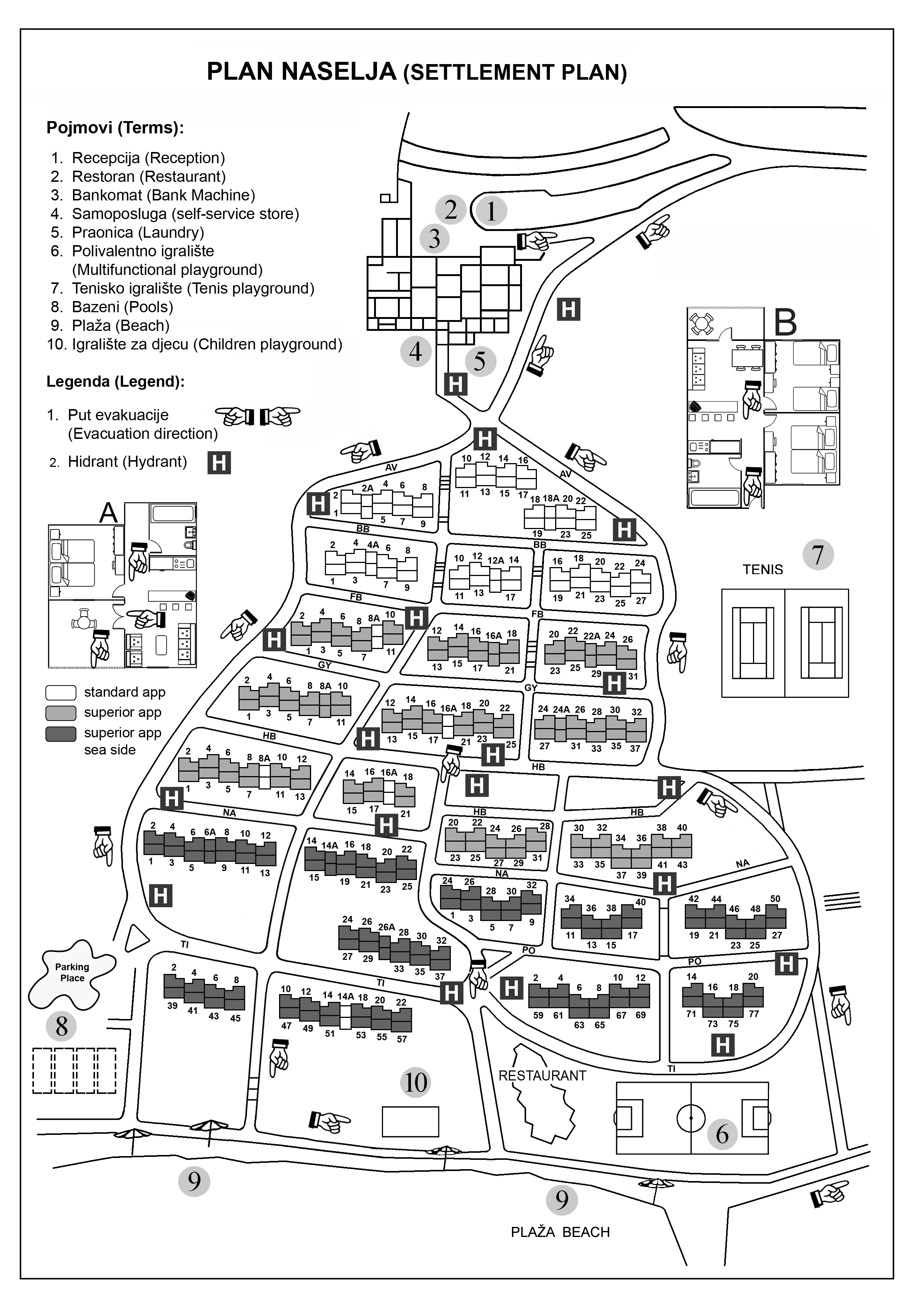 Map of the resort | Apartments Medena